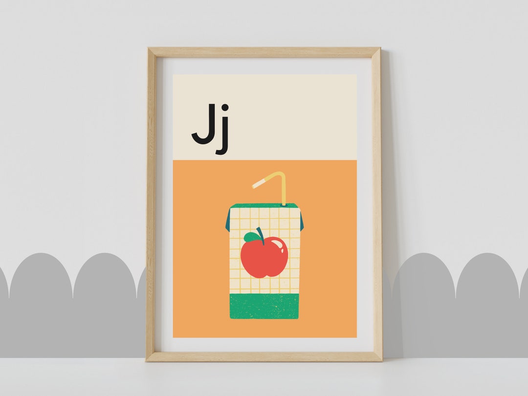 Letter J Alphabet Poster • J is for Juice • Learn ABC Print • Nursery ...
