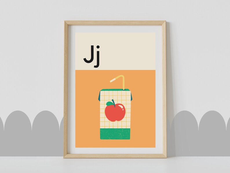 Letter J Alphabet Poster J is for Juice Learn ABC Print - Etsy