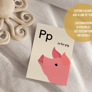 Letter P Alphabet Poster • P is for Pig • Learn ABC Print • Nursery ...
