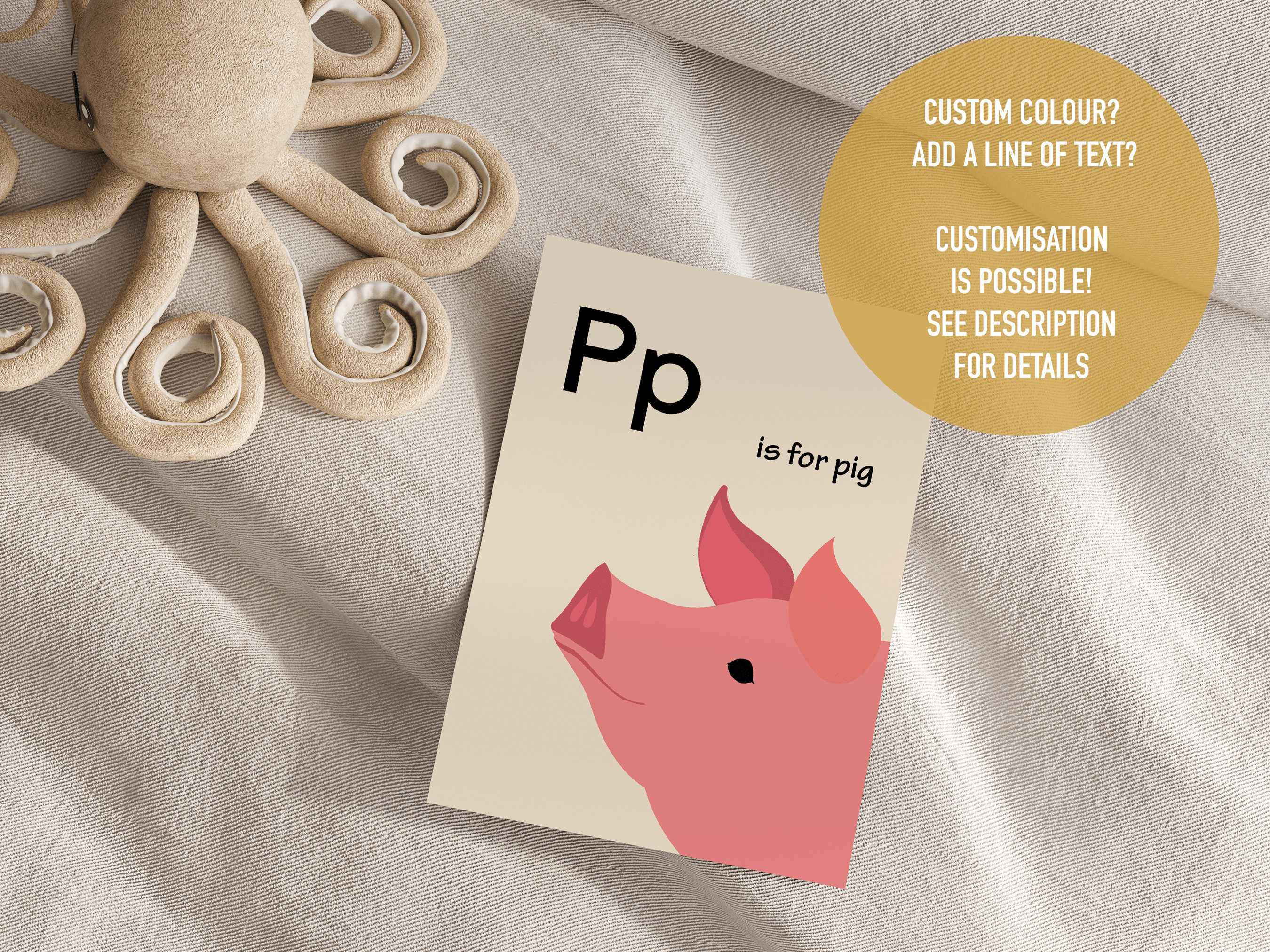 Letter P Alphabet Poster P is for Pig Learn ABC Print Nursery Decor ...