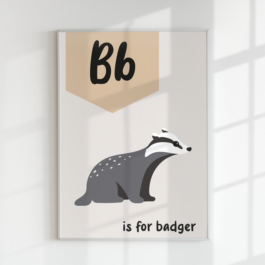 Letter Print Woodland Letter B Poster for Nursery Wall Art Alphabet ...