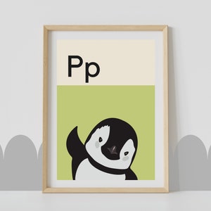 Letter P Alphabet Poster P is for Penguin Learn ABC Print Nursery Decor ...
