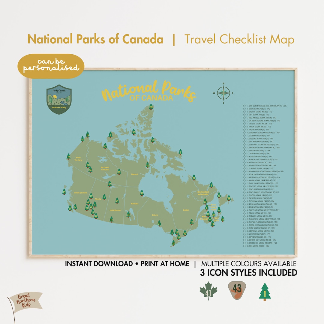 Canada National Park Map National Park Checklist Places I've Been Map ...