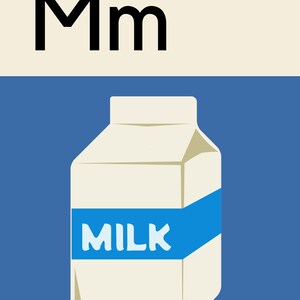 Letter M Alphabet Poster • M is for Milk • Learn ABC Print • Nursery ...