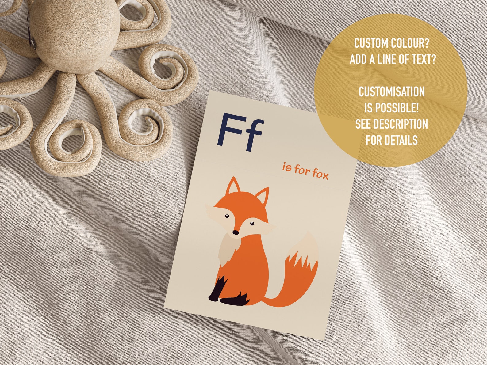 Letter F Alphabet Poster F is for Fox Learn ABC Print Nursery Decor ...