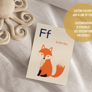 Letter F Alphabet Poster • F is for Fox • Learn ABC Print • Nursery ...
