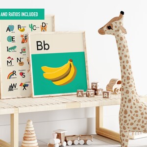 Letter B Alphabet Poster B is for Banana Learn ABC Print Nursery Decor ...