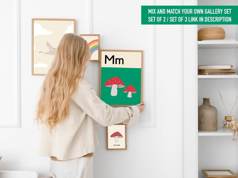 Letter M Alphabet Poster M is for Mushroom Learn ABC Print - Etsy