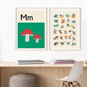 Letter M Alphabet Poster • M is for Mushroom • Learn ABC Print ...