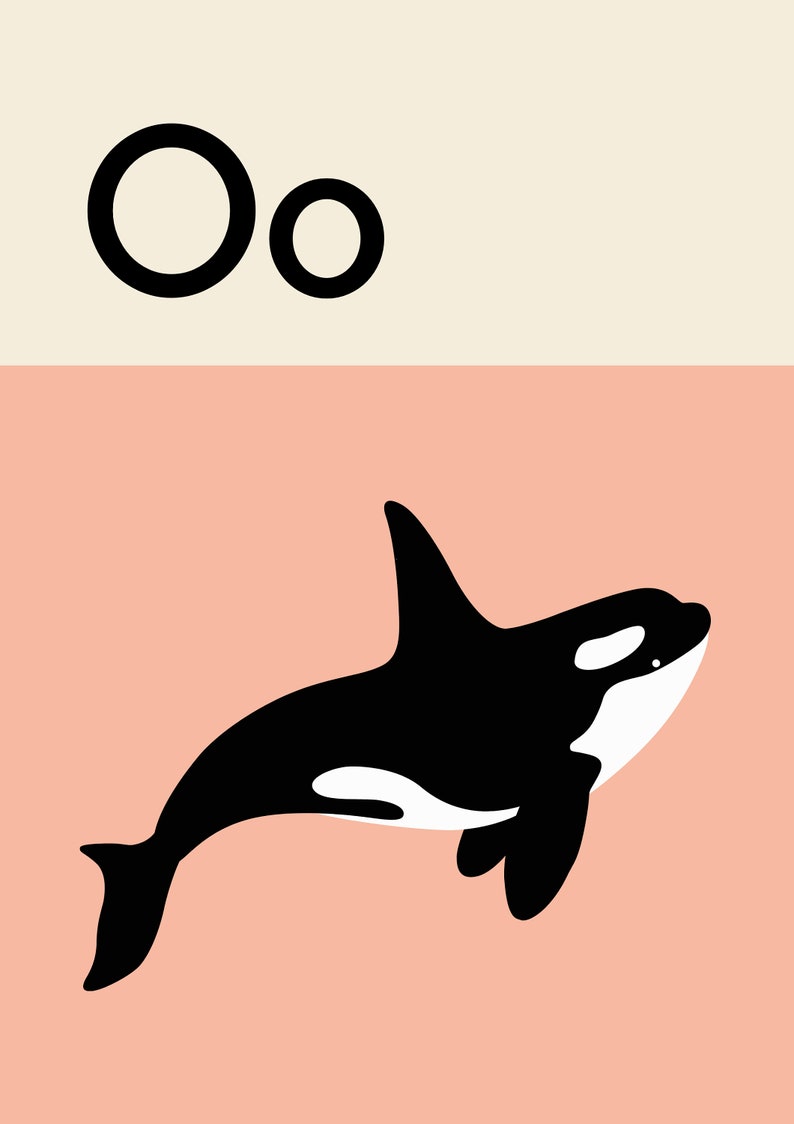 Letter O Alphabet Poster O is for Orca Learn ABC Print Nursery Decor ...
