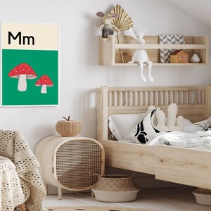 Letter M Alphabet Poster • M is for Mushroom • Learn ABC Print ...