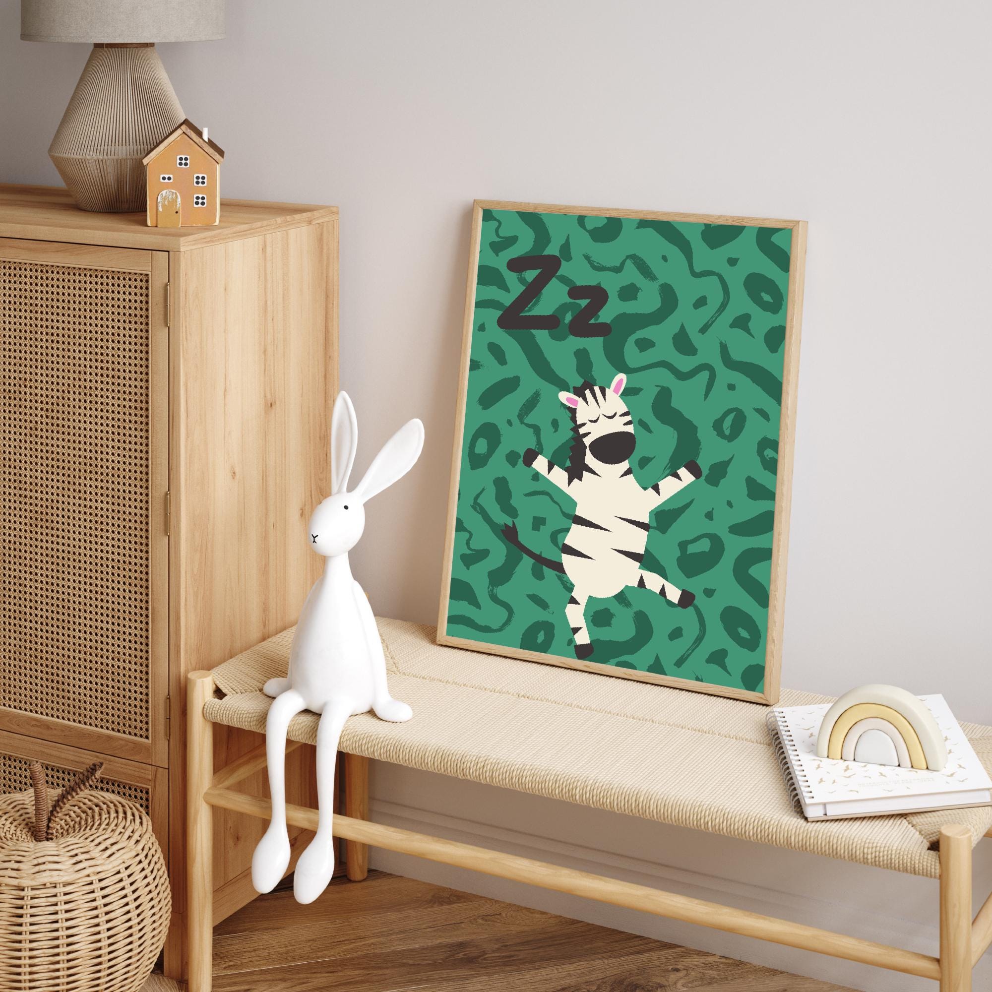 Letter Z Poster for Kids Room ABC Wall Art Z is for Zebra Alphabet ...