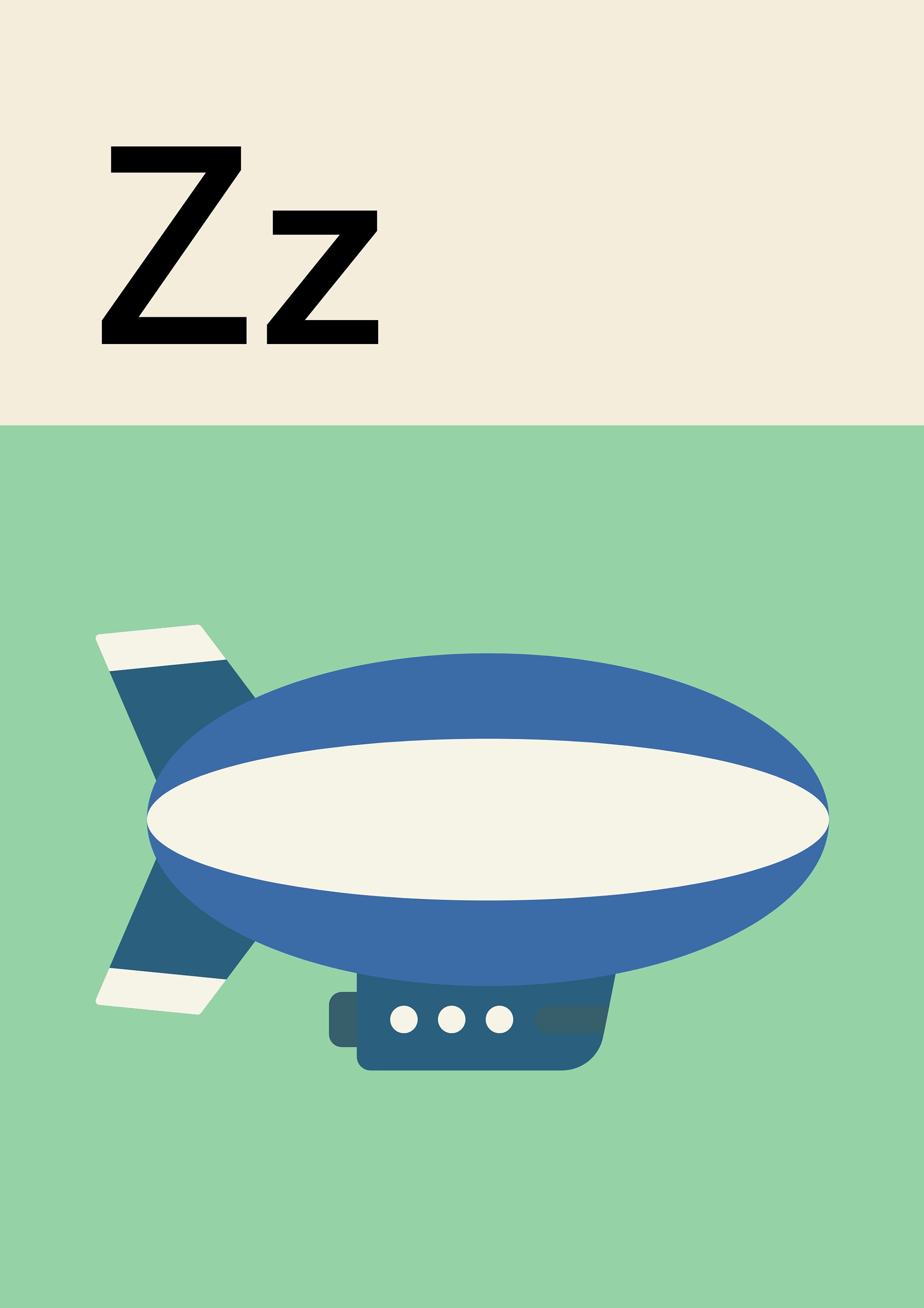 Letter Z Alphabet Poster • Z is for Zeppelin • Learn ABC Print ...