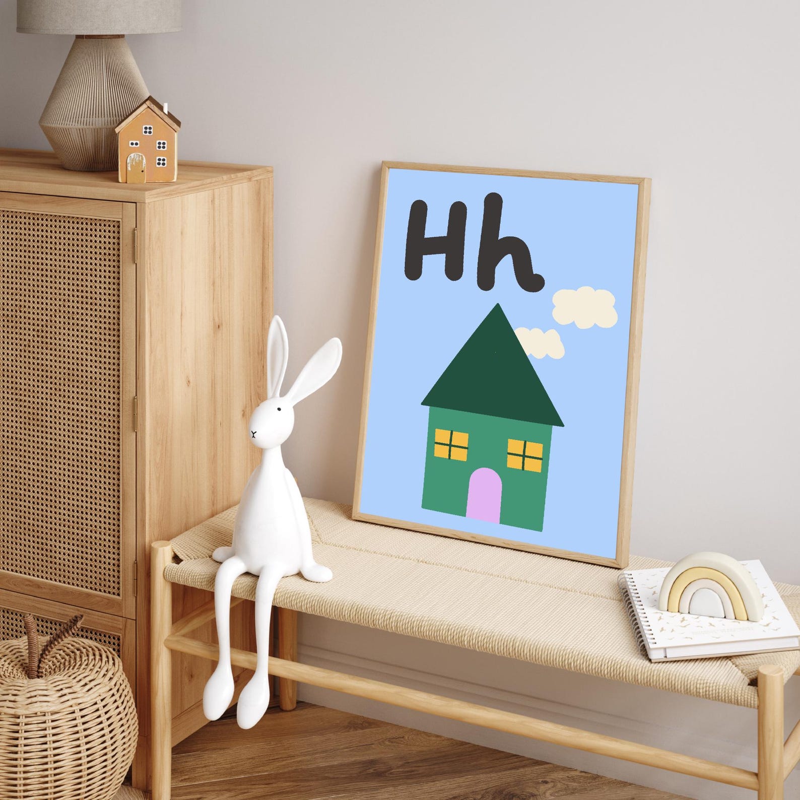 Letter H Alphabet Poster H is for House Learn ABC Print Nursery Wall ...