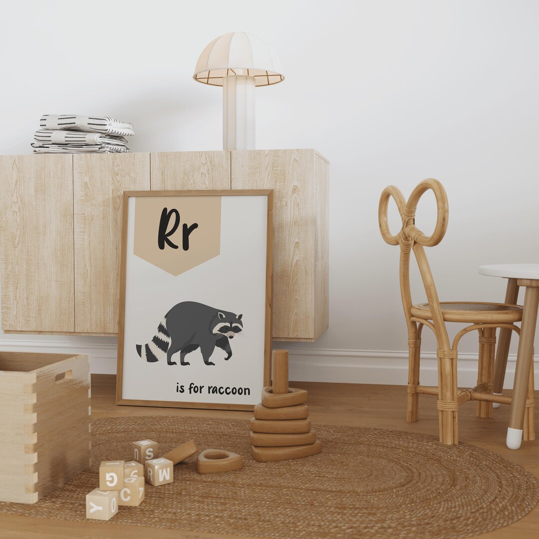 Letter R Poster for Nursery Decor Woodland Wall Art for Kids Room ...