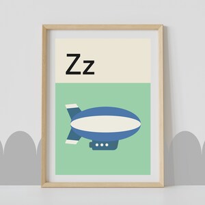 Letter Z Alphabet Poster • Z is for Zeppelin • Learn ABC Print ...