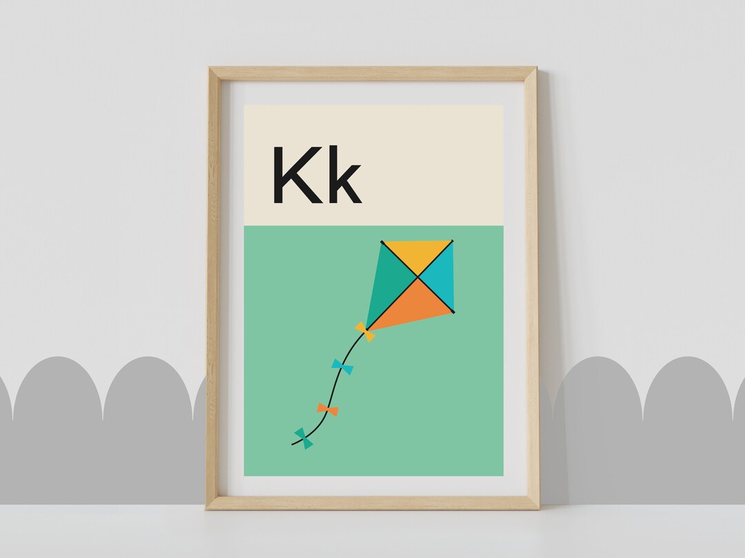 Letter K Alphabet Poster K is for Kite Learn ABC Print - Etsy