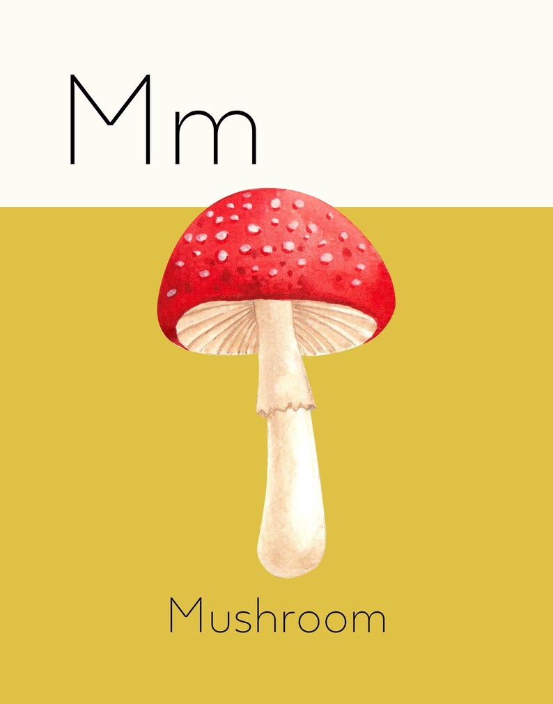 Nature Alphabet Poster Letter M Poster Nursery Wall Art Educational ...