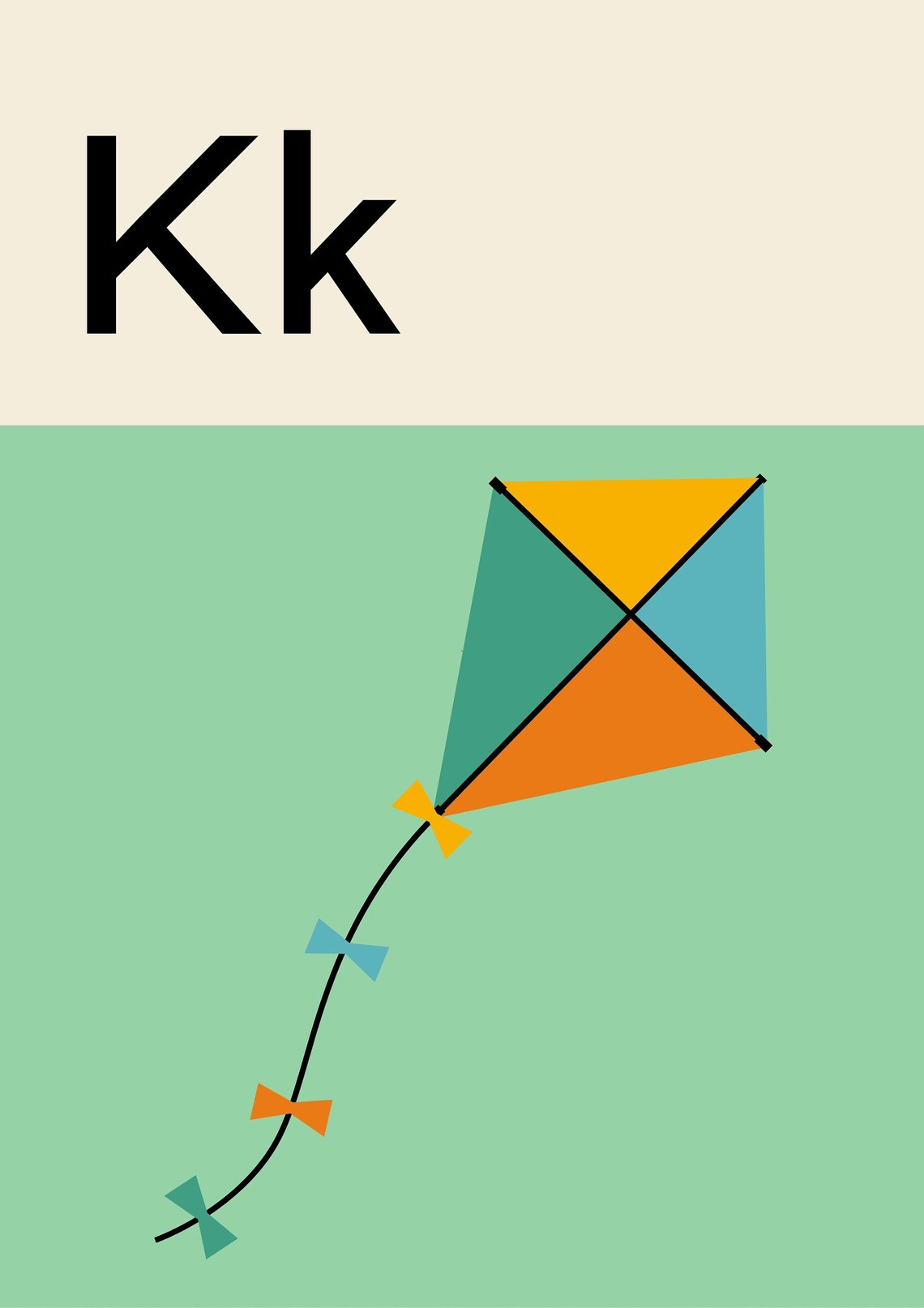 Letter K Alphabet Poster K is for Kite Learn ABC Print - Etsy