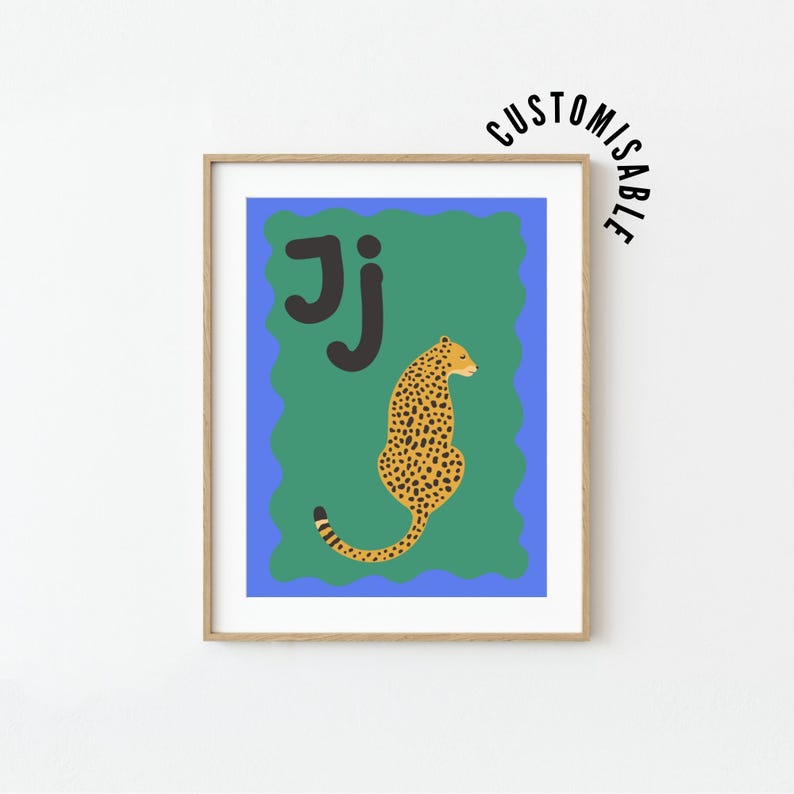 Letter J Alphabet Poster • J is for Jaguar • Learn ABC Print • Jungle ...