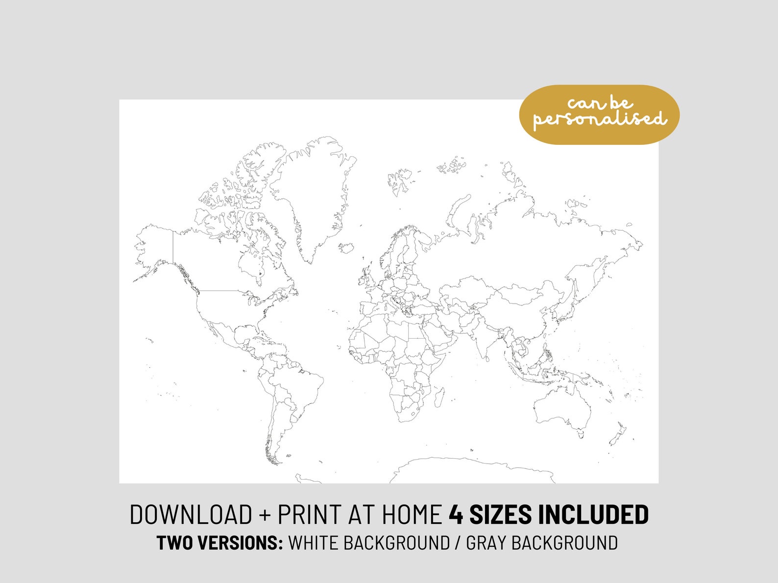 World Map Color in Travel Map • Bucket List Map • Print at Home World ...