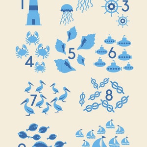 Ocean 123 Poster • Nursery Wall Art • Educational Poster • Counting ...
