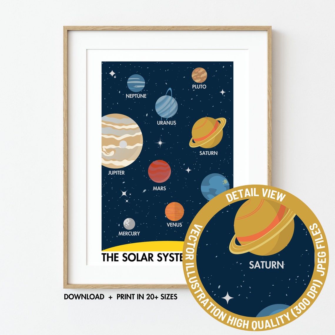 Solar System Poster Kids Space-themed Nursery Wall Art for Boys Room ...