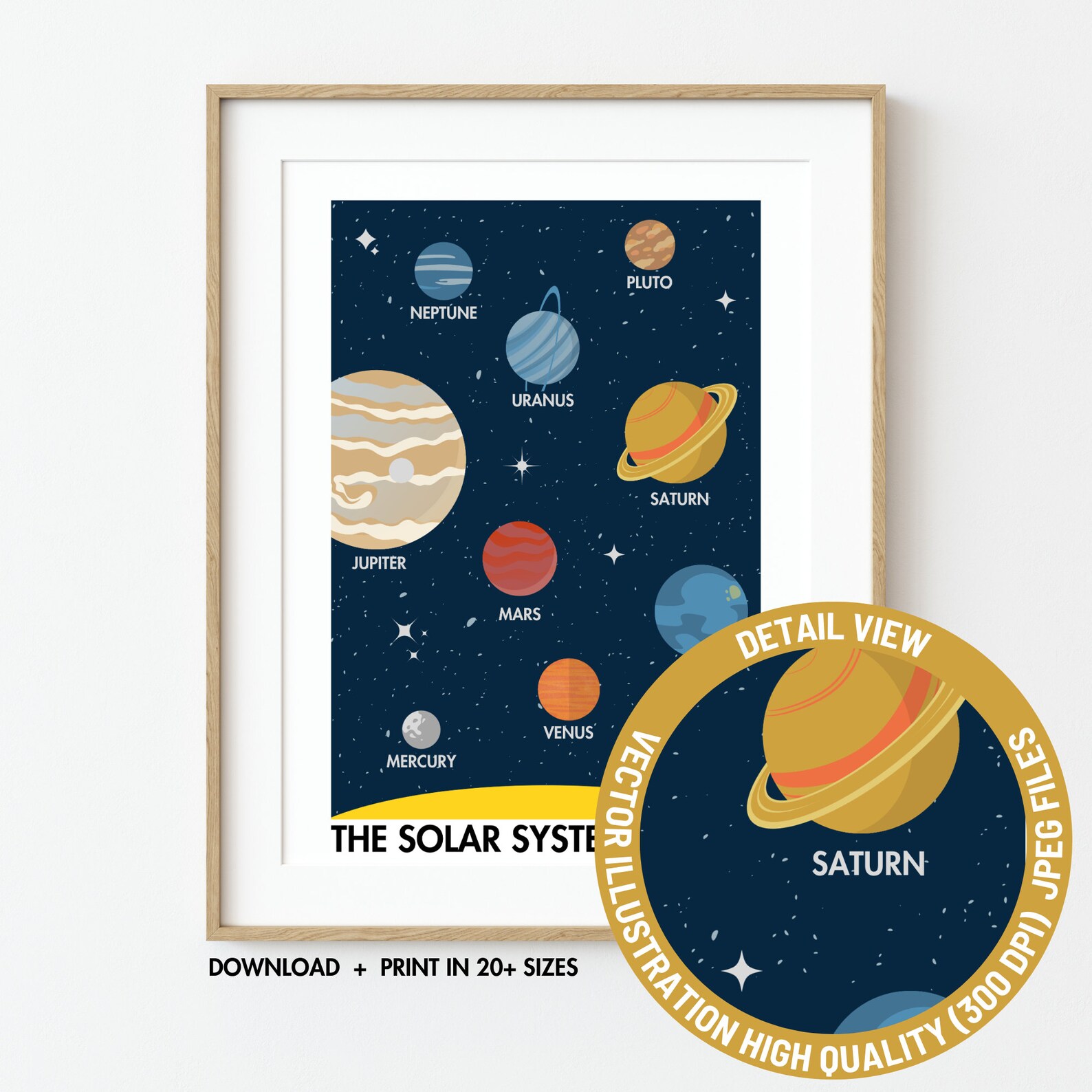 Solar System Poster Kids Space-themed Nursery Wall Art for Boys Room ...
