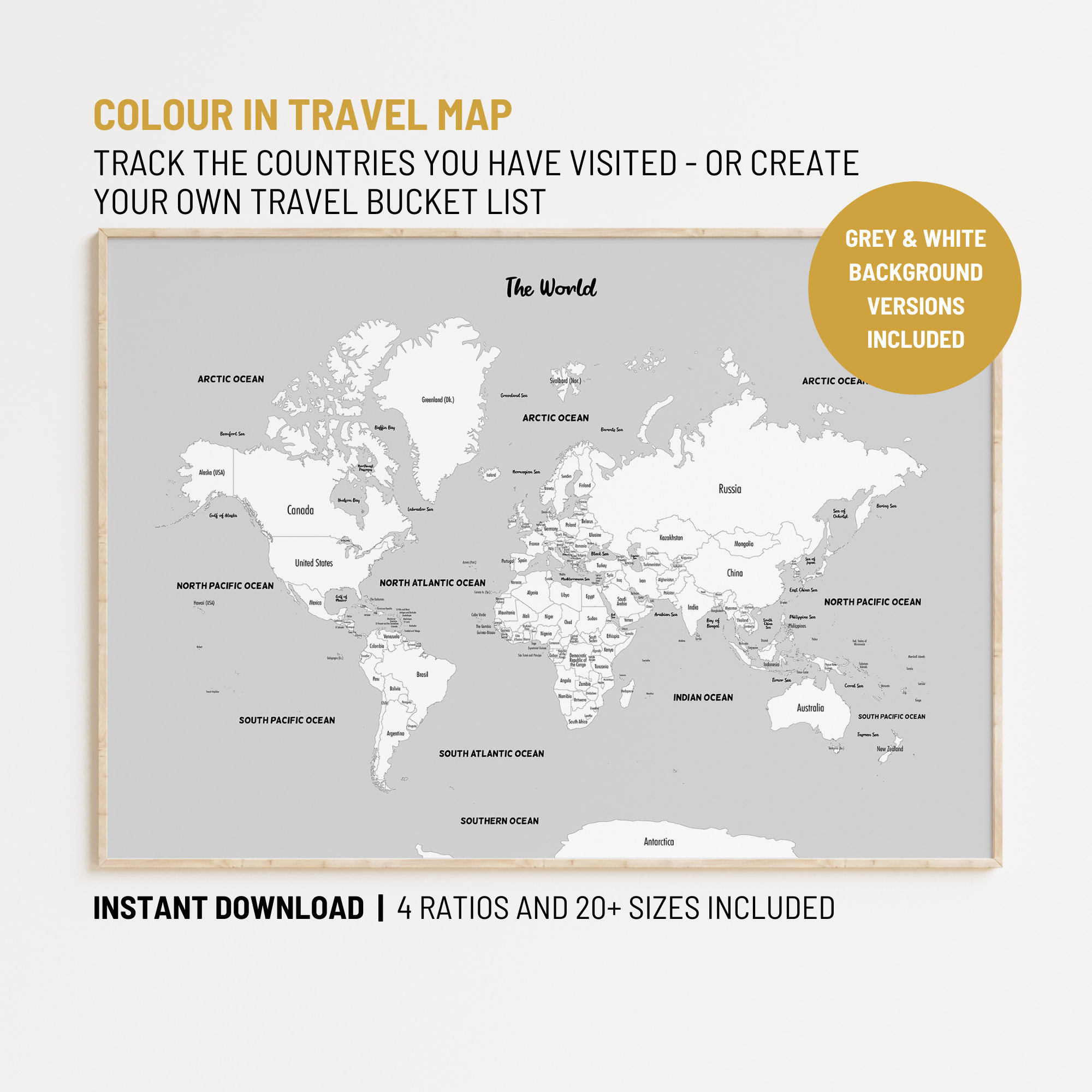 World Map Colouring Poster • Where I've Been Tracker • Nursery Wall Art ...