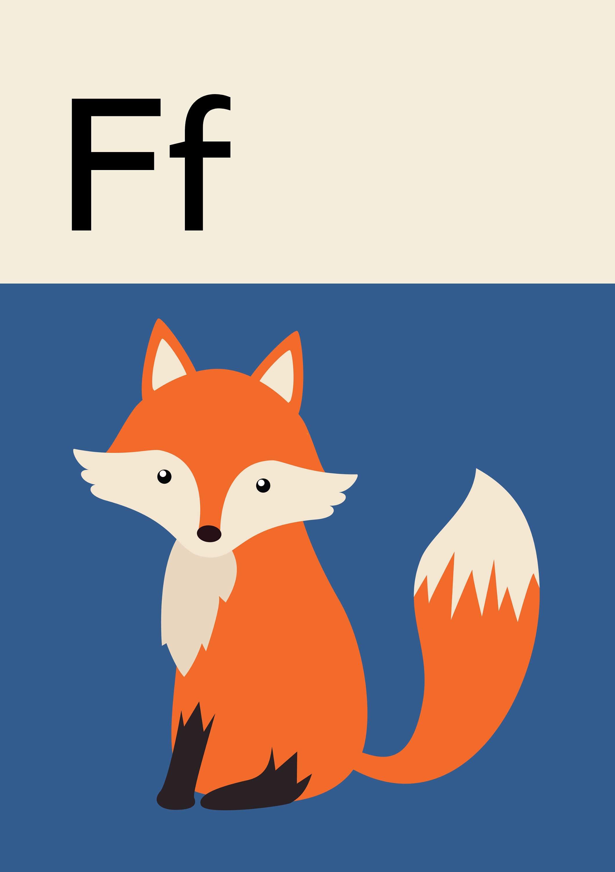 Letter F Alphabet Poster F is for Fox Learn ABC Print Nursery Decor ...