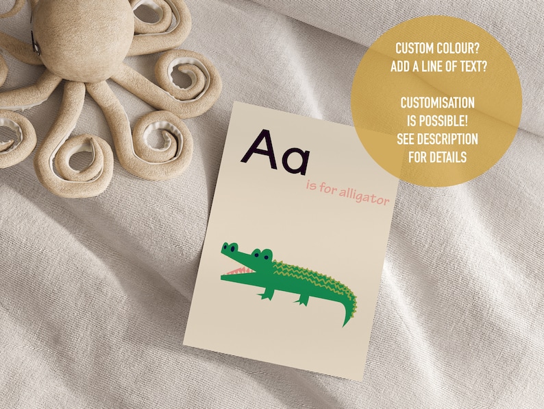 Letter A Alphabet Poster A is for Alligator Learn ABC Print Nursery ...