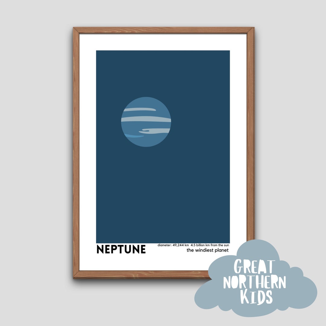 Neptune Planet Print • Nursery Wall Art • Educational Poster • Space ...