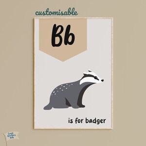 Letter Print Woodland Letter B Poster for Nursery Wall Art Alphabet ...