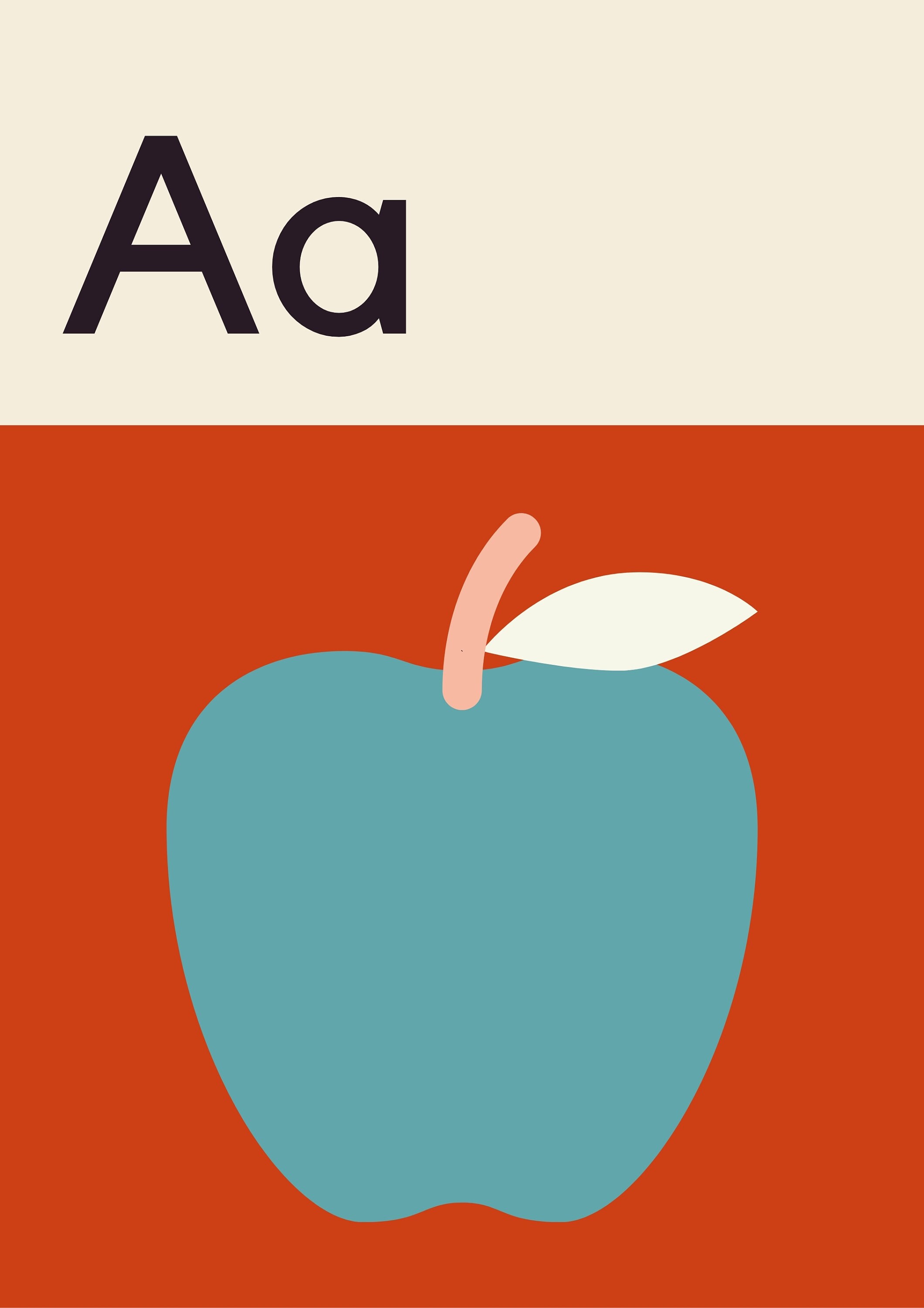 Letter A Alphabet Poster A is for Apple Learn ABC Print Nursery Decor ...