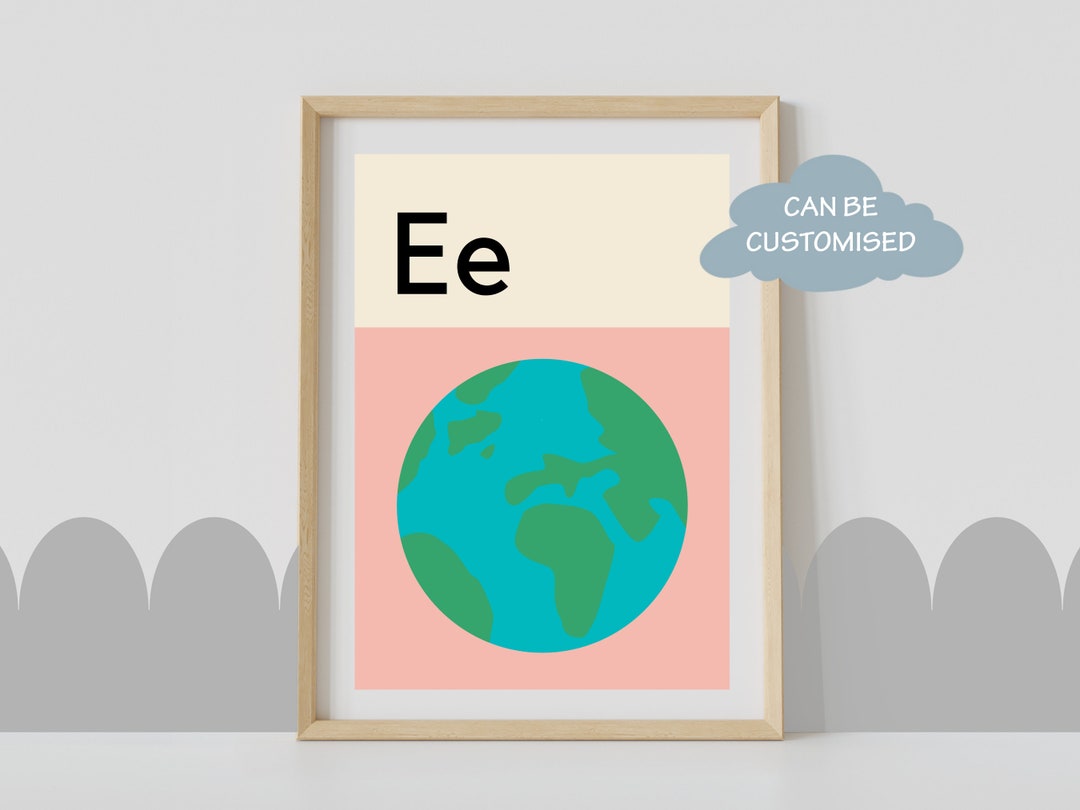 Letter E Alphabet Poster E is for Earth Learn ABC Print Nursery Decor ...