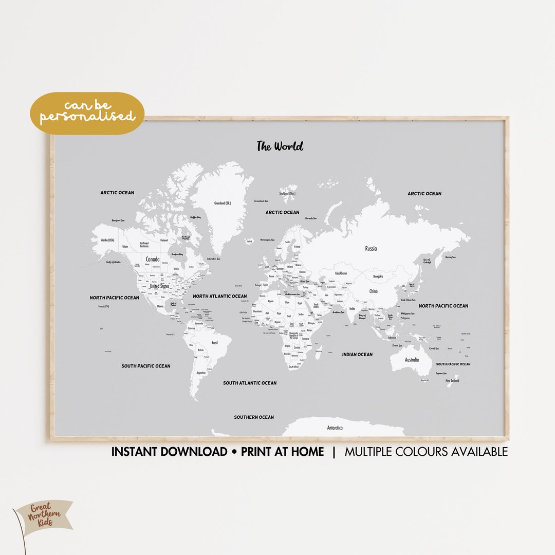 Colour in World Travel Map With Countries Plus US States + CAN ...