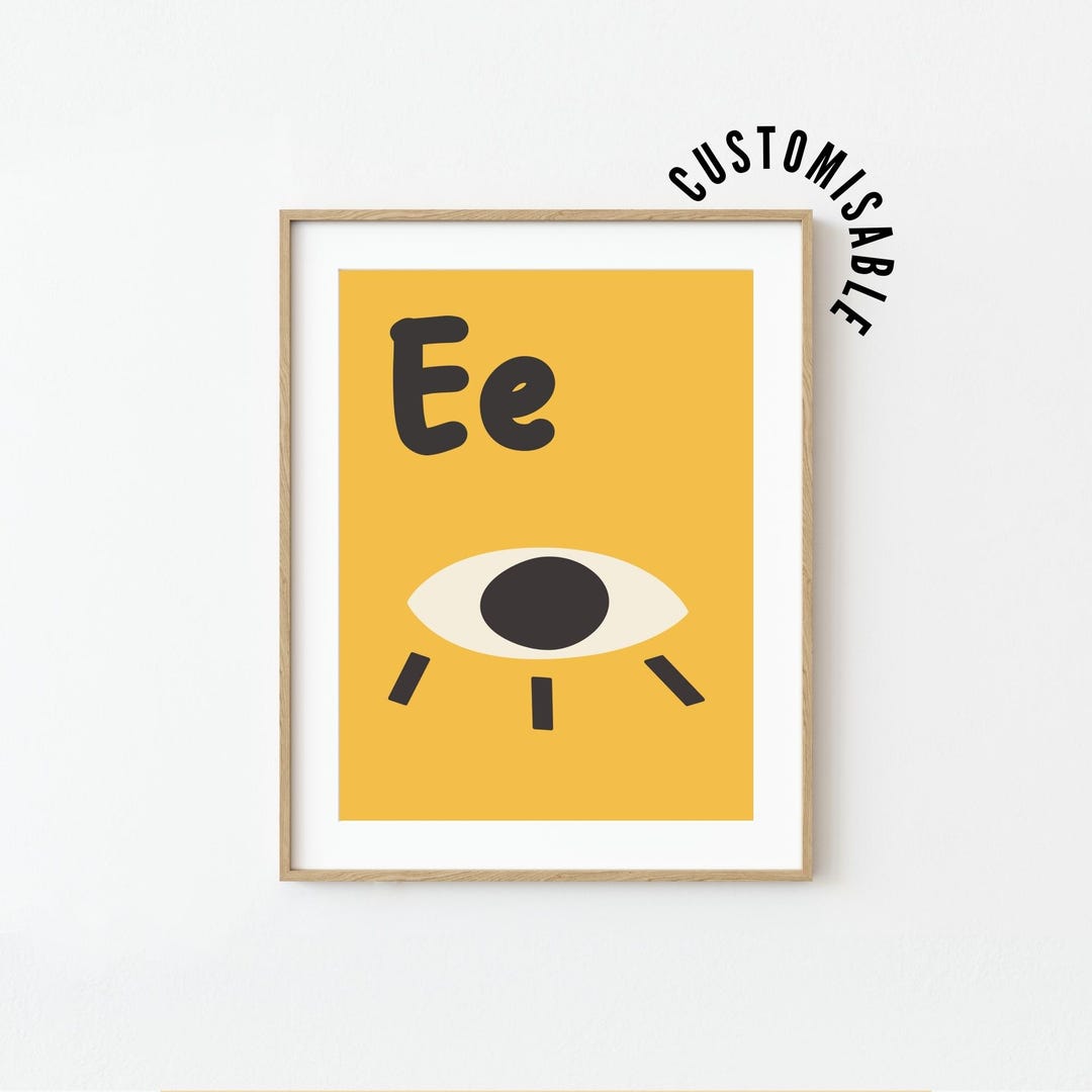 Letter E Alphabet Poster E is for Eye Learn ABC Print Nursery Decor ...