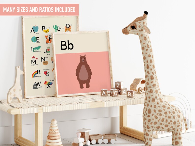 Letter B Alphabet Poster B is for Bear Learn ABC Print Woodland Nursery ...