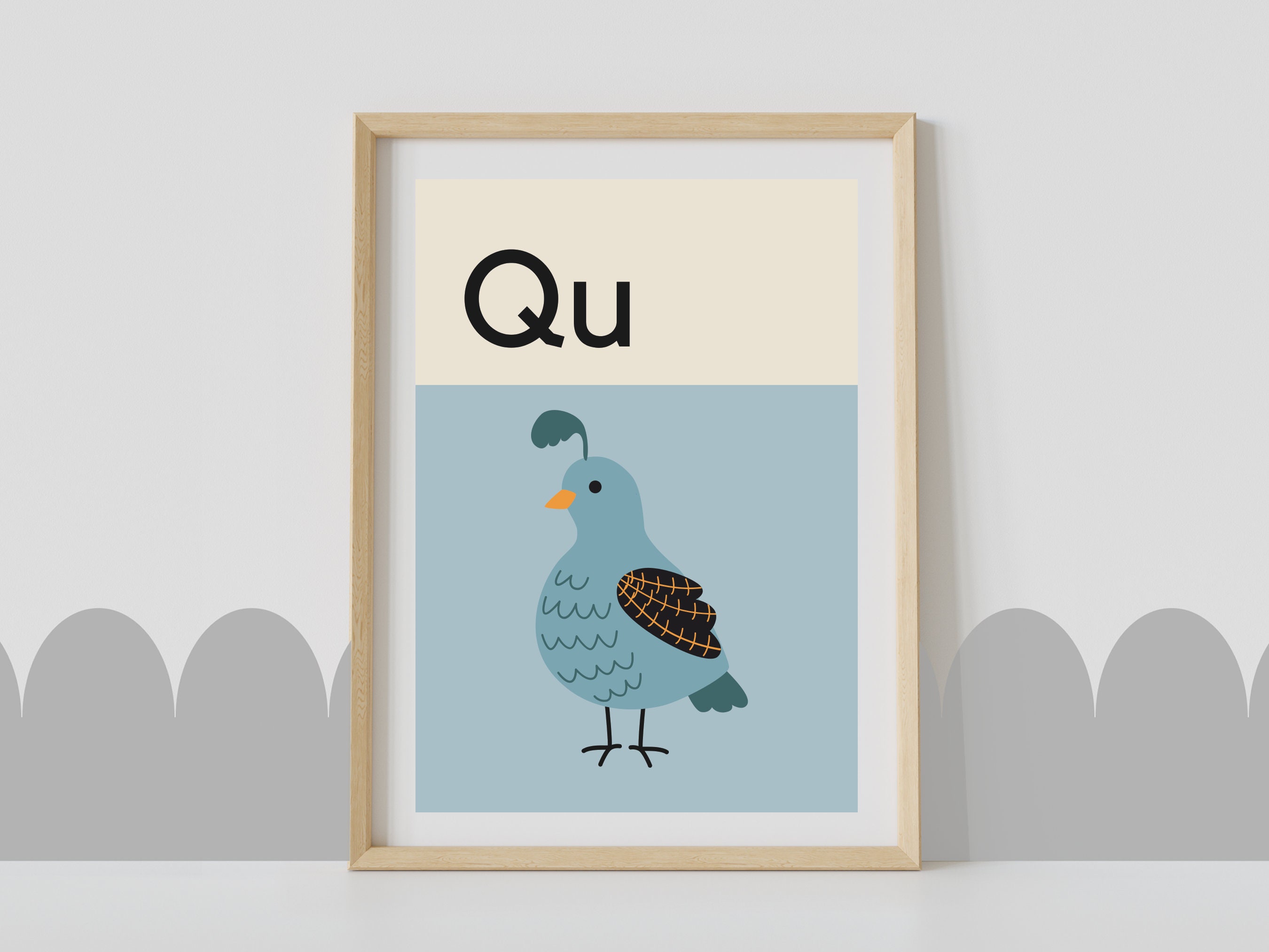Letter Q Alphabet Poster Q is for Quail Learn ABC Print Nursery Decor ...
