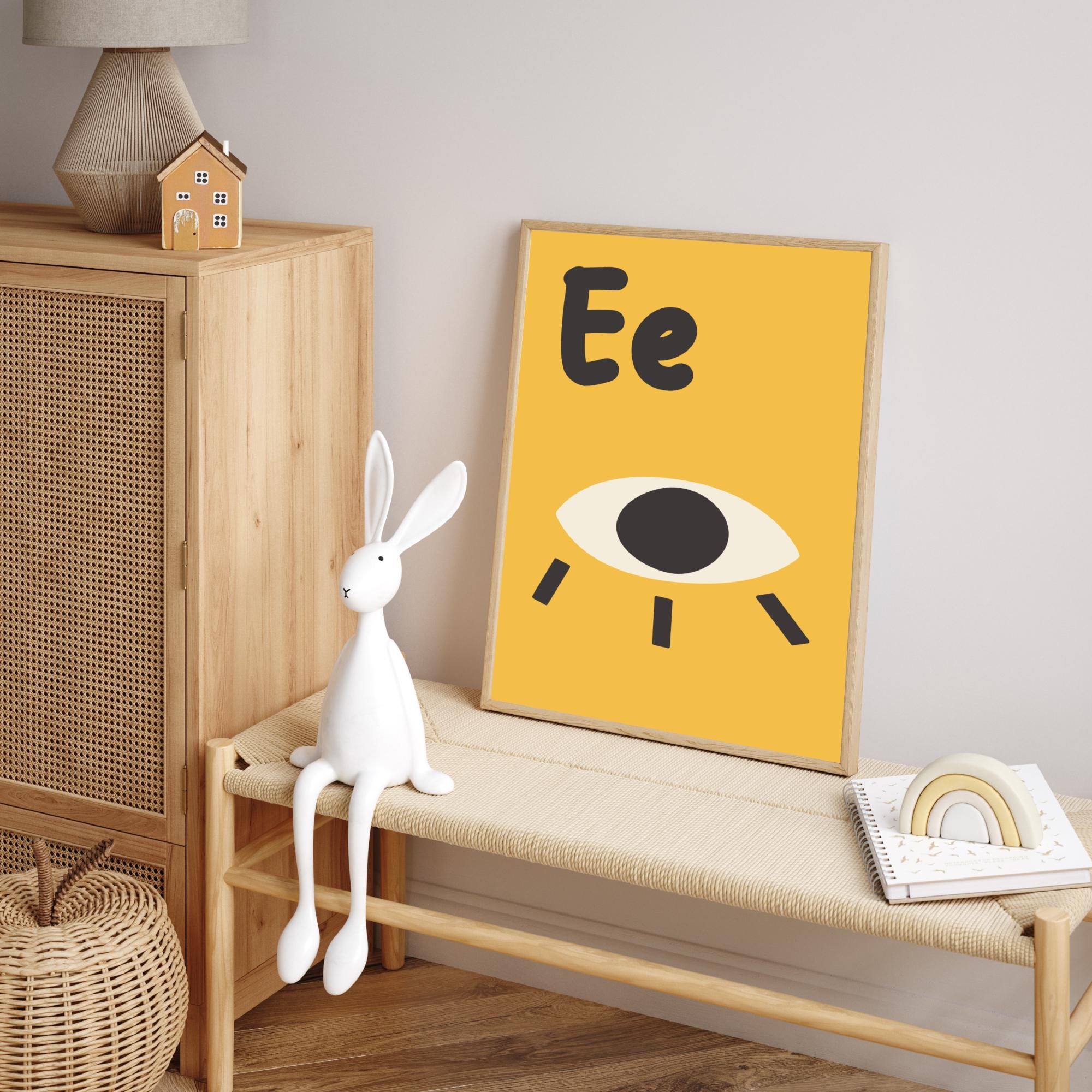 Letter E Alphabet Poster E is for Eye Learn ABC Print Nursery Decor ...