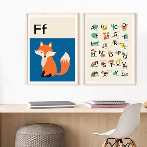 Letter F Alphabet Poster • F is for Fox • Learn ABC Print • Nursery ...