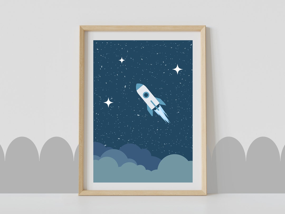 Kids Space Poster • Rocket Ship Print • Nursery Wall Art • Educational ...
