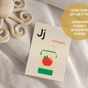 Letter J Alphabet Poster J is for Juice Learn ABC Print Nursery Decor ...