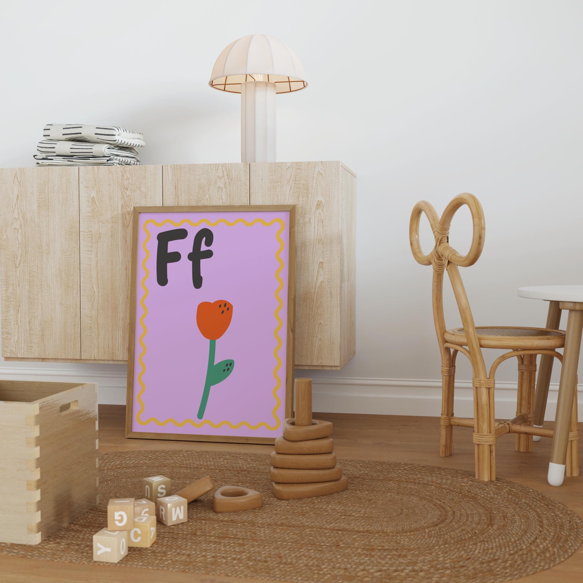 Letter F Alphabet Poster F is for Flower Wall Art Learn ABC Print ...