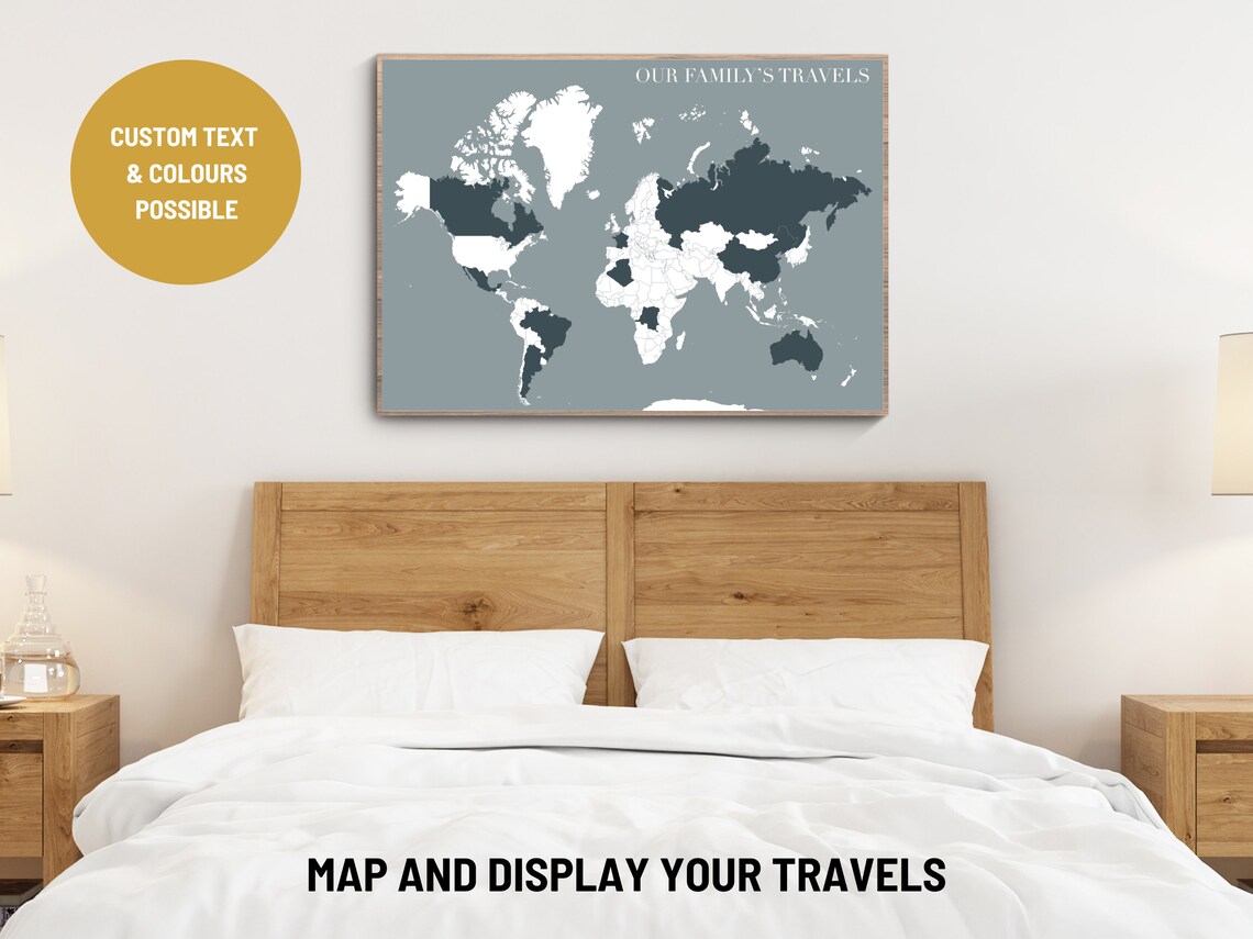 World Colouring Map Poster • Where I've Been Tracker • Nursery Wall Art ...