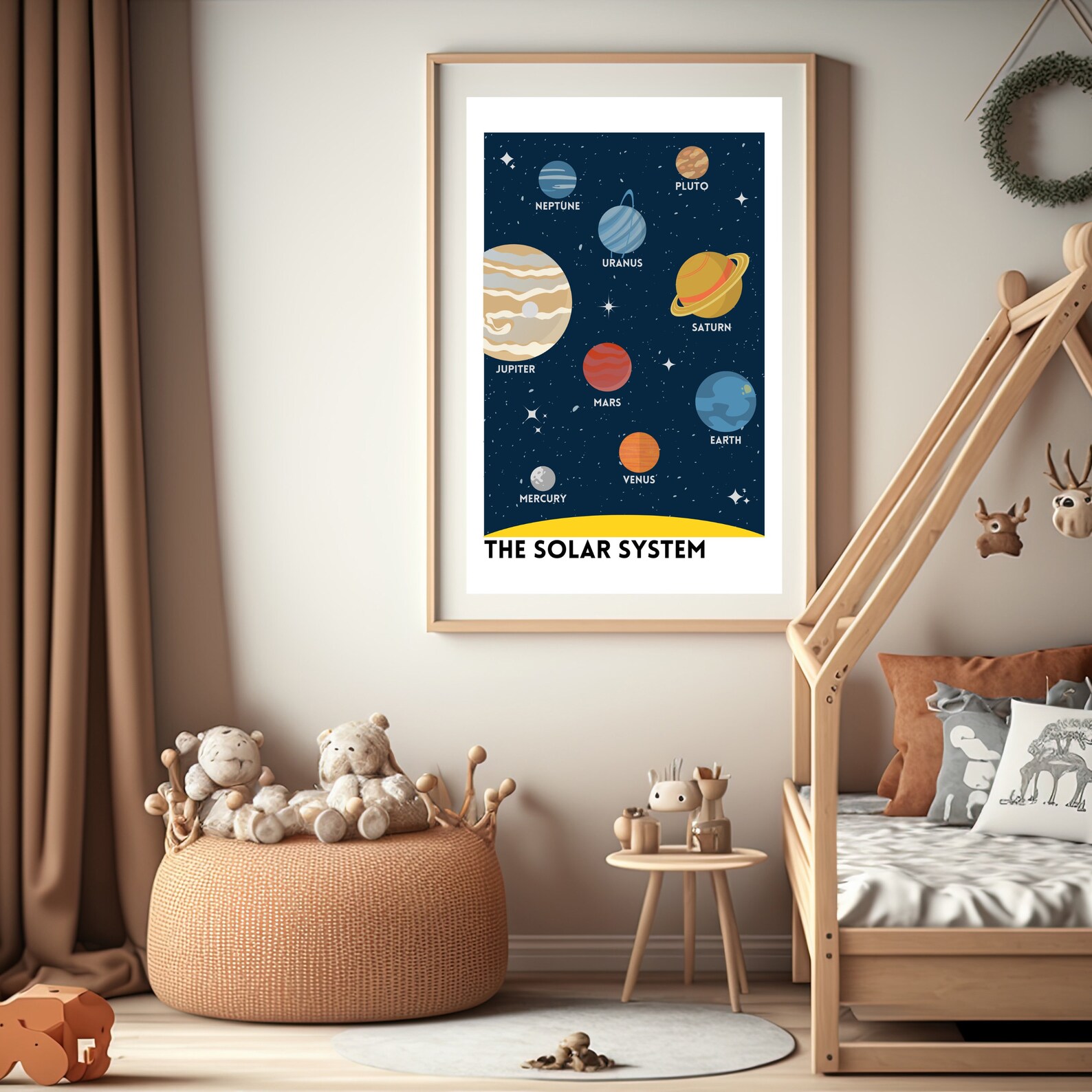 Solar System Poster Kids Space-themed Nursery Wall Art for Boys Room ...