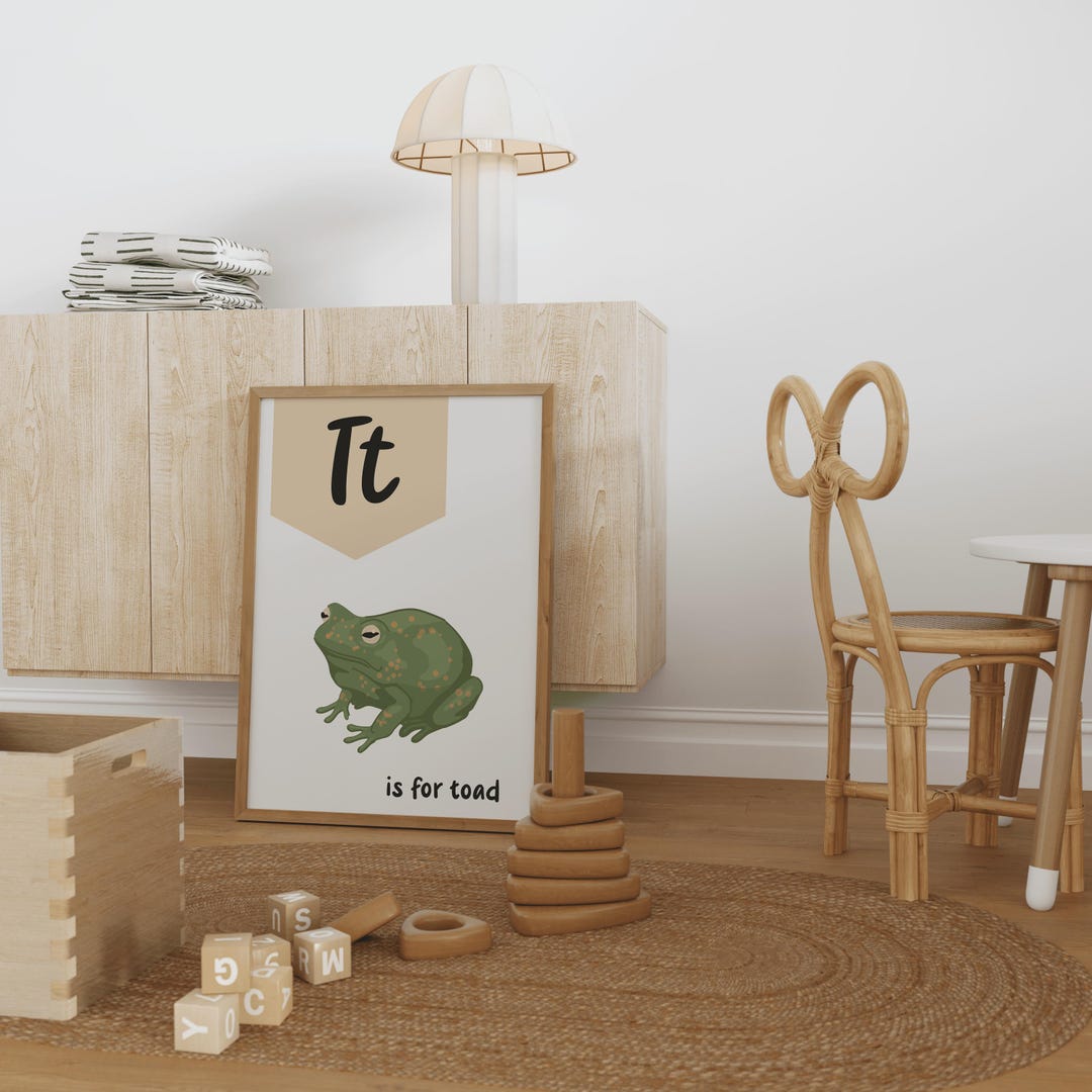 Letter T Poster for Nursery Decor Woodland Wall Art for Kids Room ...