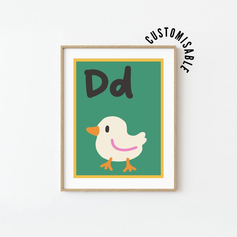 Letter D Alphabet Poster D for Duck Learn ABC Print Nursery Decor ...