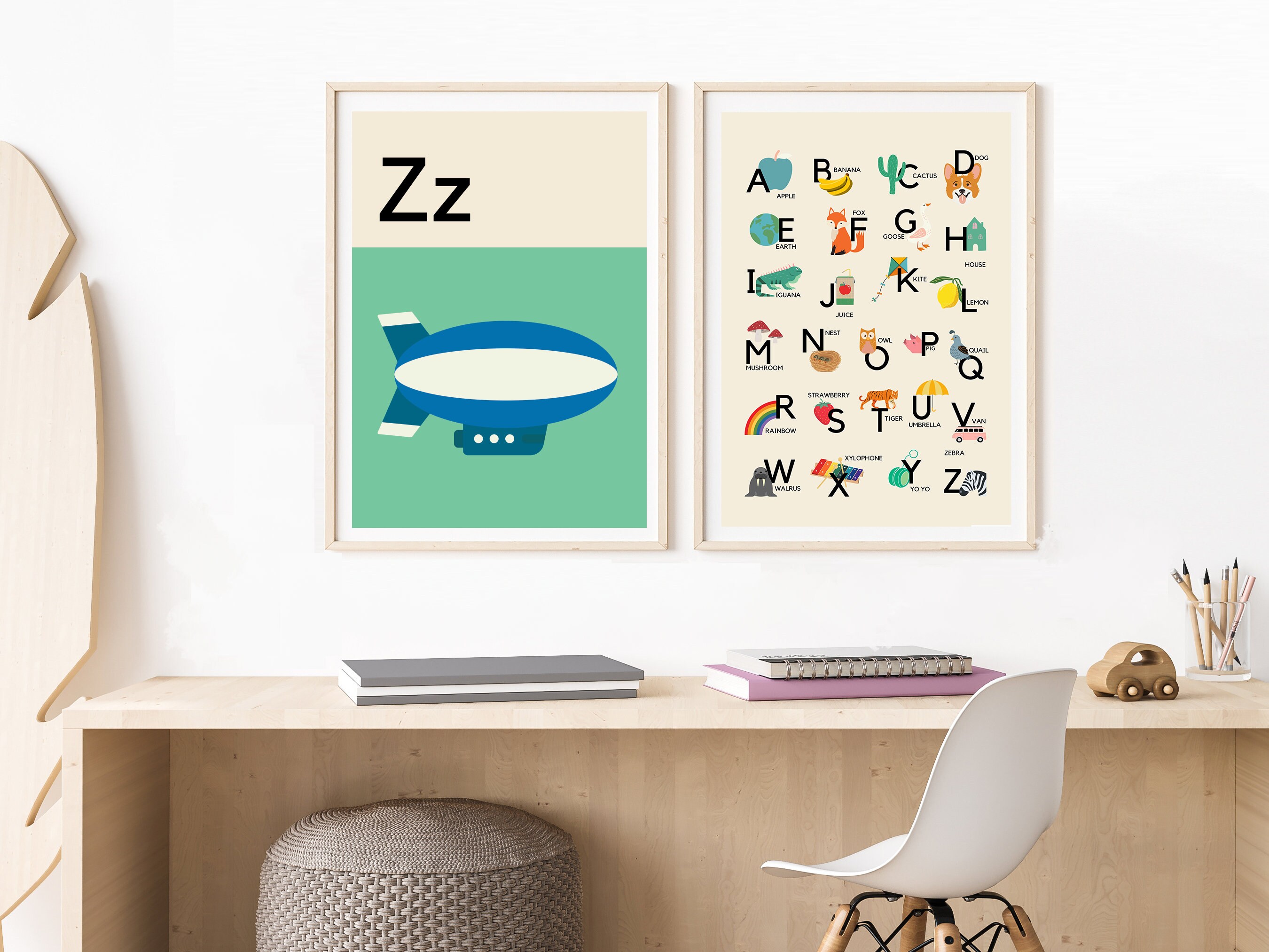 Letter Z Alphabet Poster Z is for Zeppelin Learn ABC Print Nursery ...