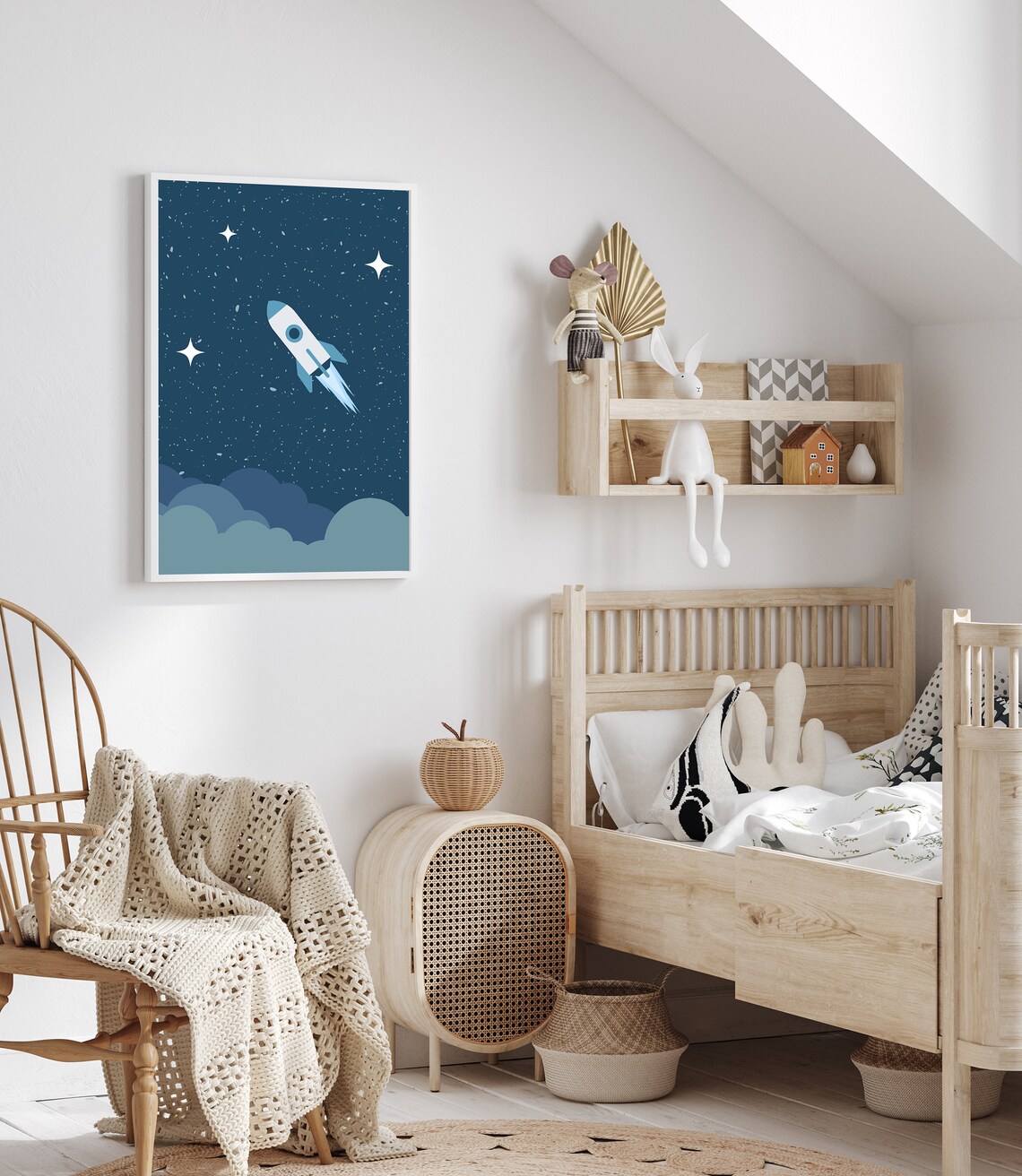 Kids Space Poster • Rocket Ship Print • Nursery Wall Art • Educational ...